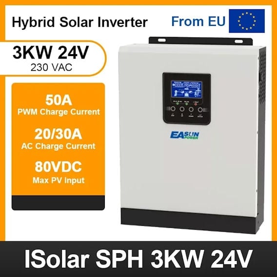 Хибриден соларен инвертор EASUN SPH-3kw/24v PWM , Off Grid | ЕМДЕ Електроникс